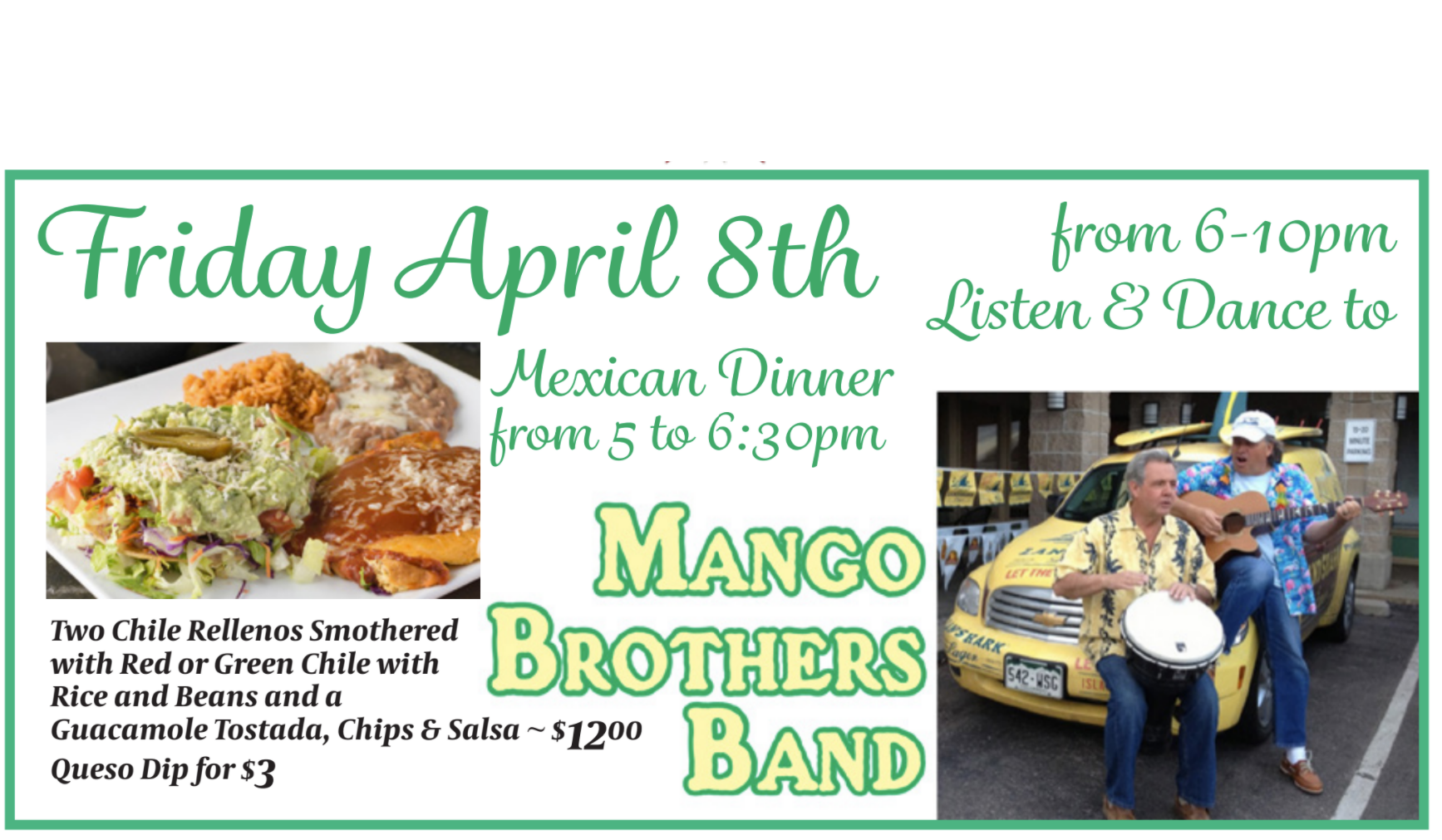 Chile Rellenos and Mango Brothers Band – Littleton Elks Lodge #1650
